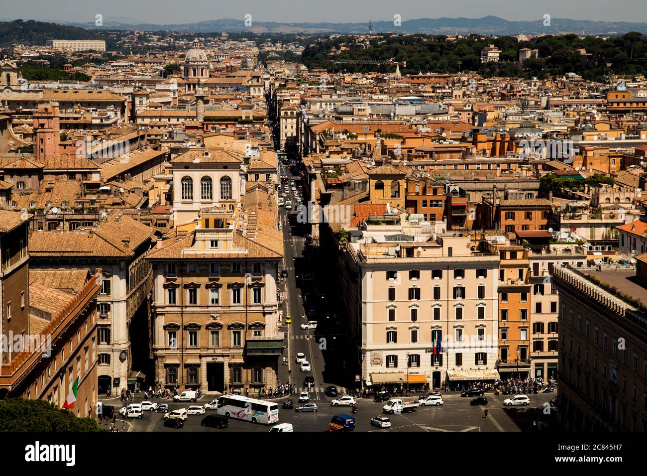 The rooftops of Rome looking down via Corso Stock Photo - Alamy