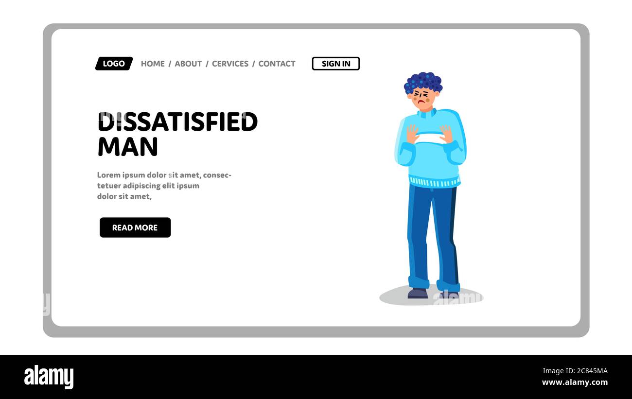 Dissatisfied Man Grimacing Face Emotion Vector Illustration Stock ...