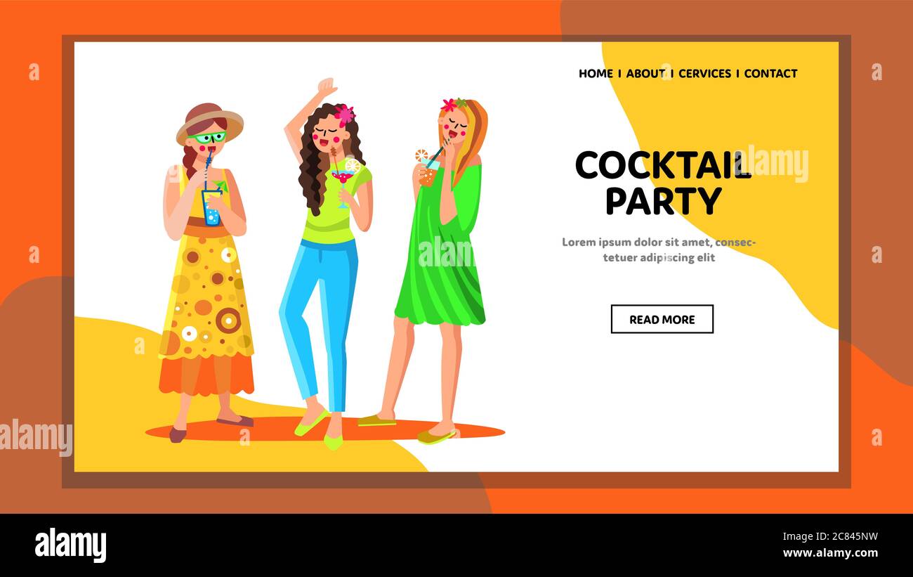 Cocktail Party In Dance Night Club Leisure Vector Stock Vector Image ...