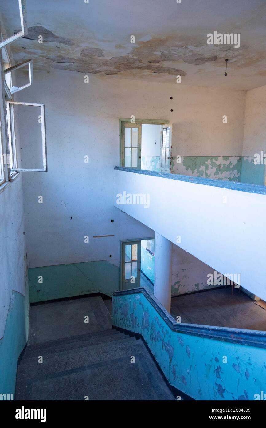 Building interior in concentration camp for people victims of the ...