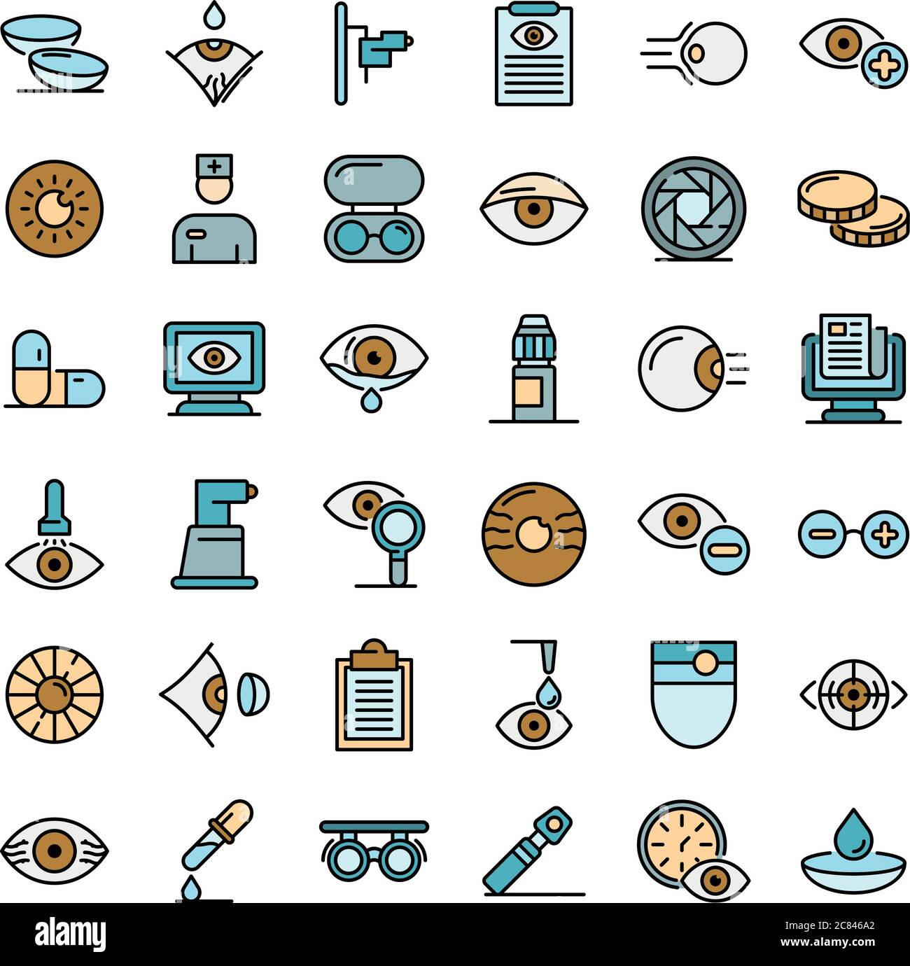 Eye examination icons vector flat Stock Vector Image & Art - Alamy