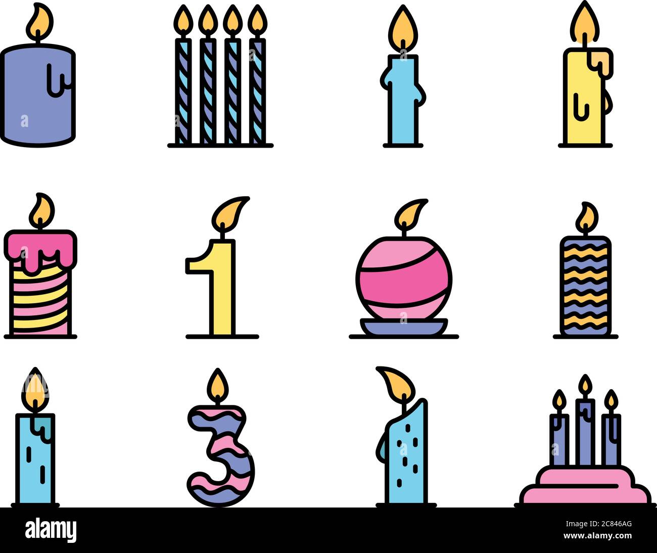 Birthday candle icons vector flat Stock Vector Image & Art - Alamy