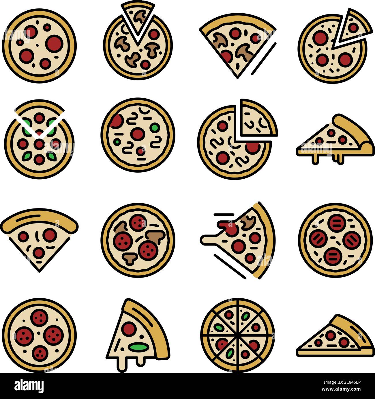 Pizza icons vector flat Stock Vector Image & Art - Alamy