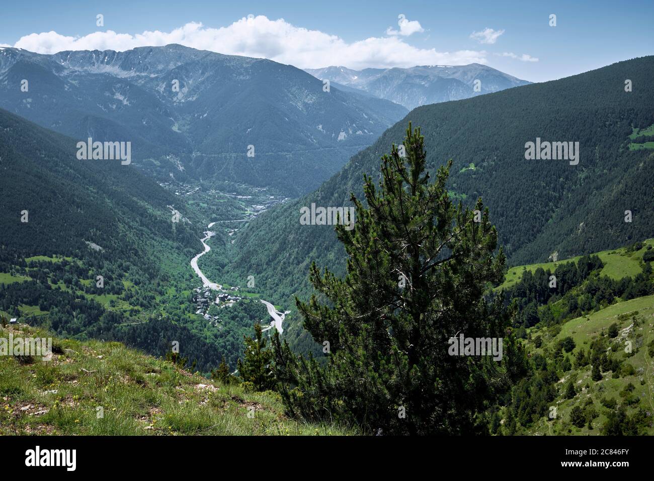 wonderful landscape from the Roc del Quer viewpoint in the Andorran ...