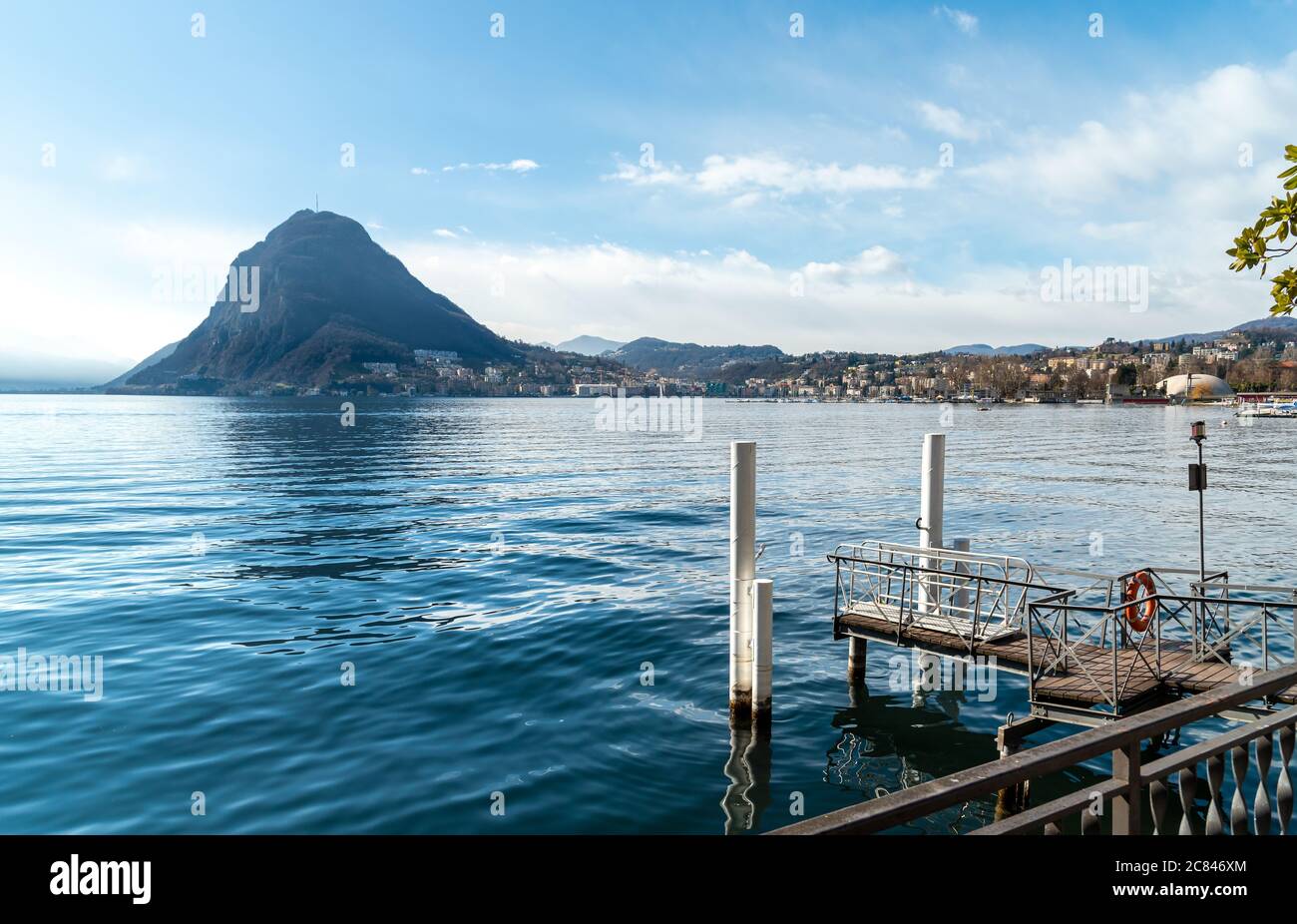 Landscape of Lake Lugano with Monte San Salvatore, Lugano, Switzerland ...