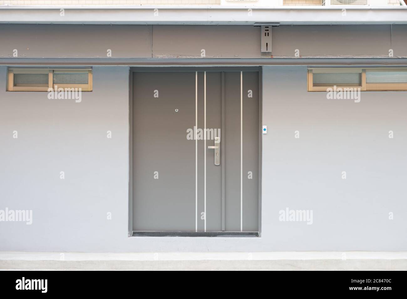 sidewalk by street wall & door Stock Photo - Alamy