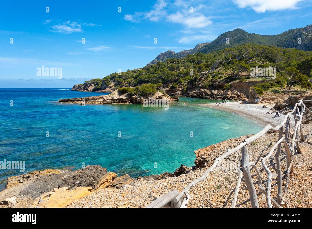 Coastal view of a beach (Playa de S'illot) on Cap des Pinar, Mallorca ...