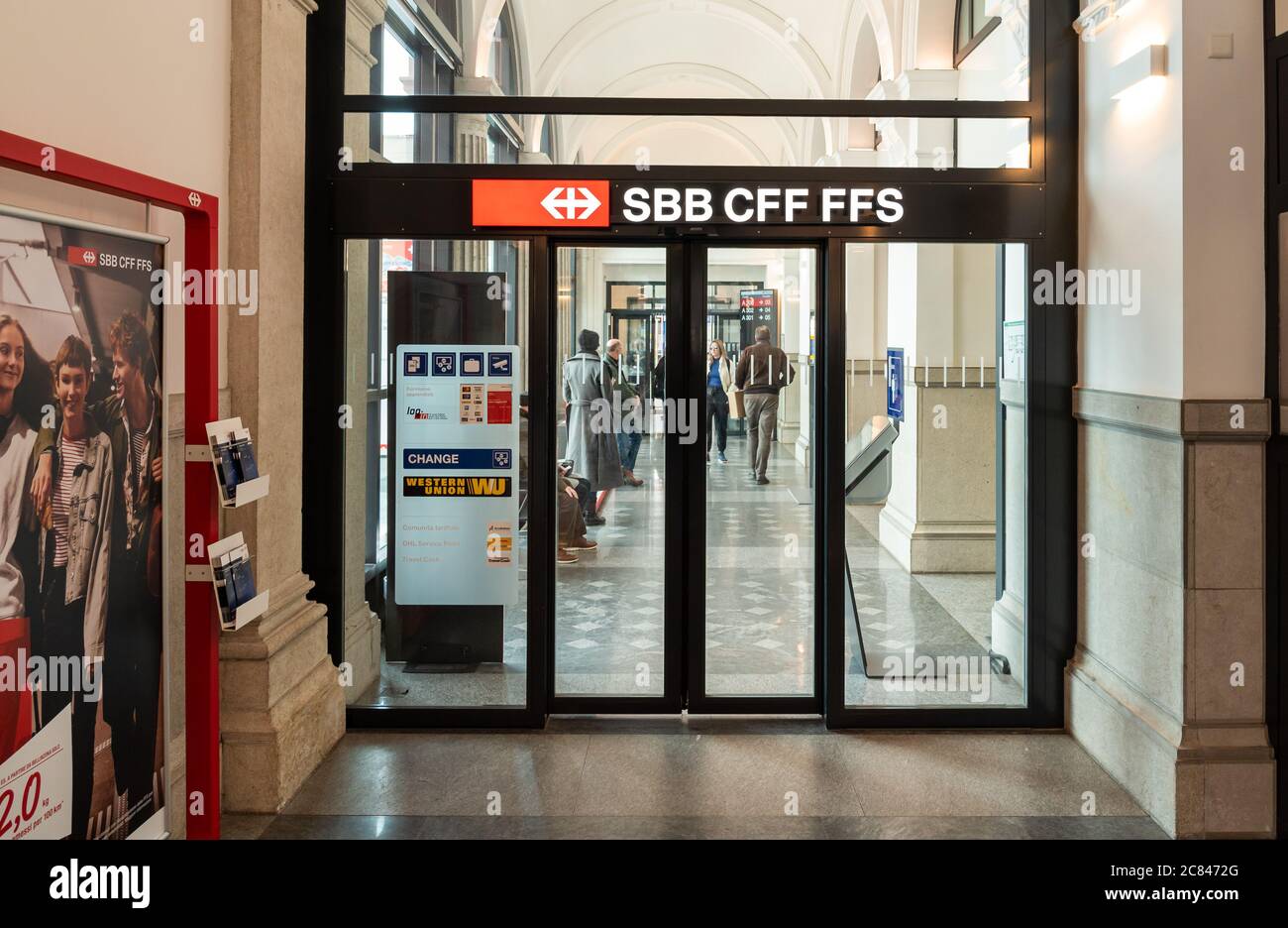 Lugano, Ticino, Switzerland - February 19, 2020: Lugano Railway Station ...