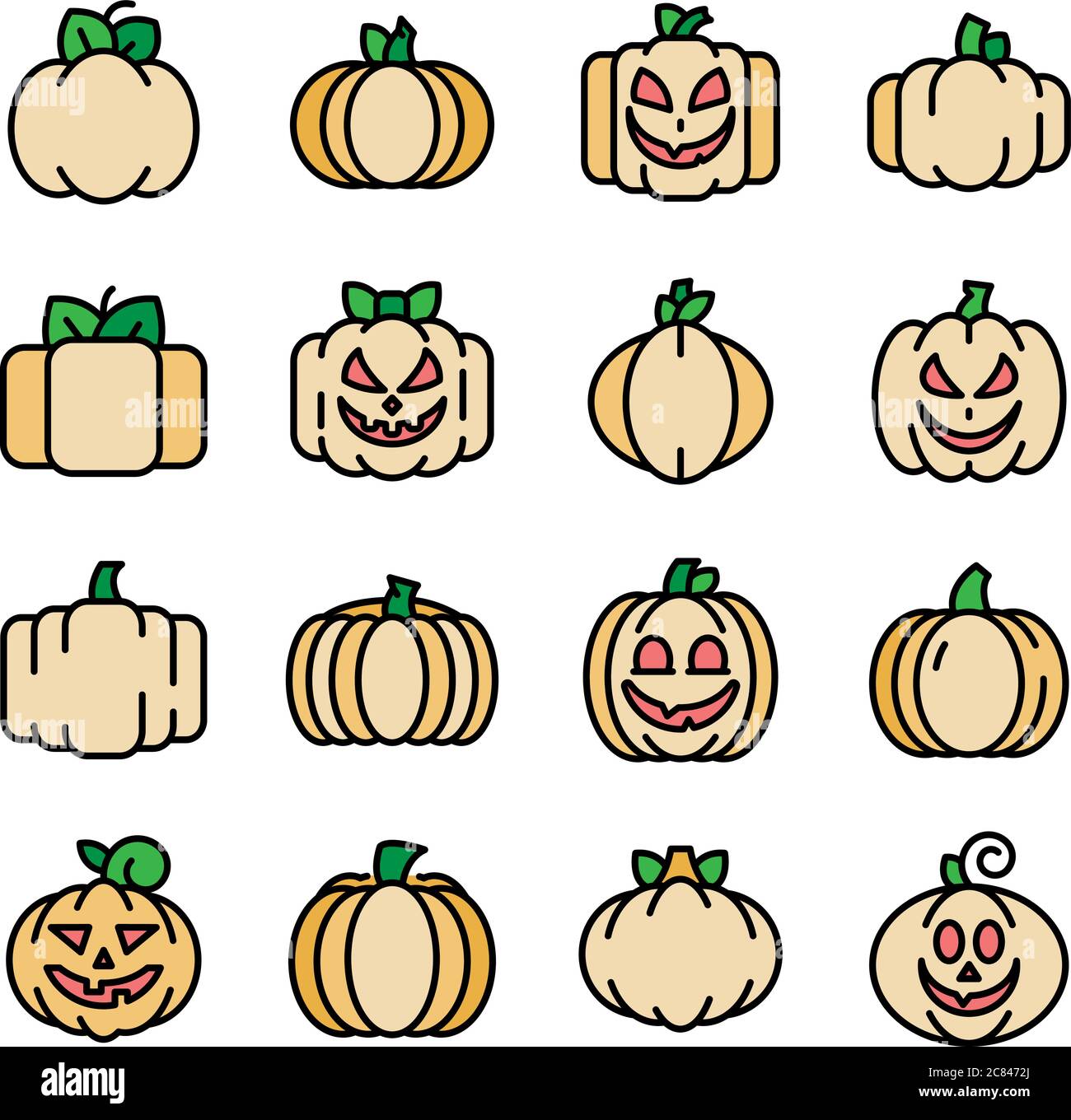 Pumpkin icons vector flat Stock Vector Image & Art - Alamy
