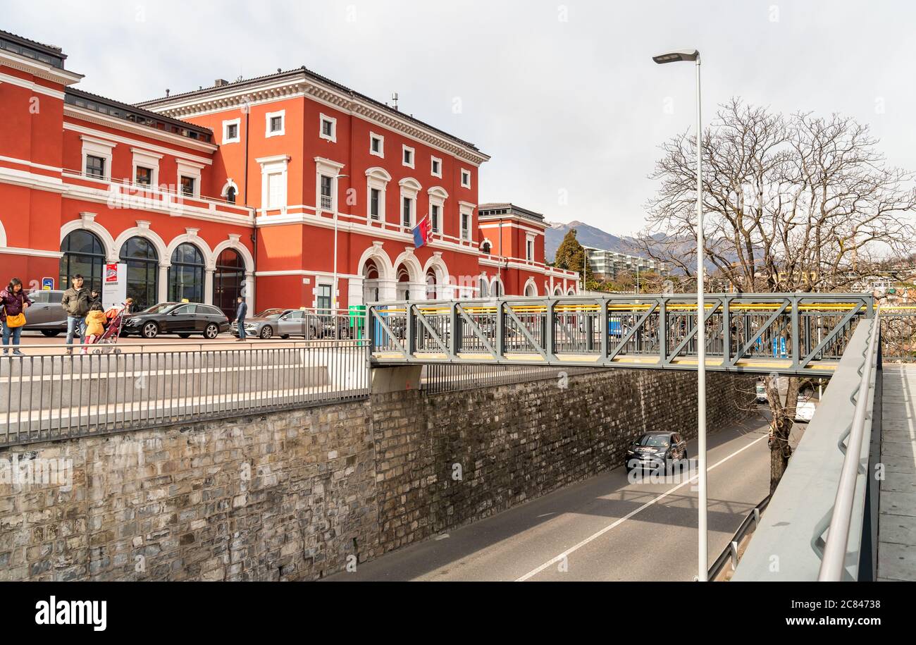 Lugano, Ticino, Switzerland - February 19, 2020: Lugano Railway Station ...
