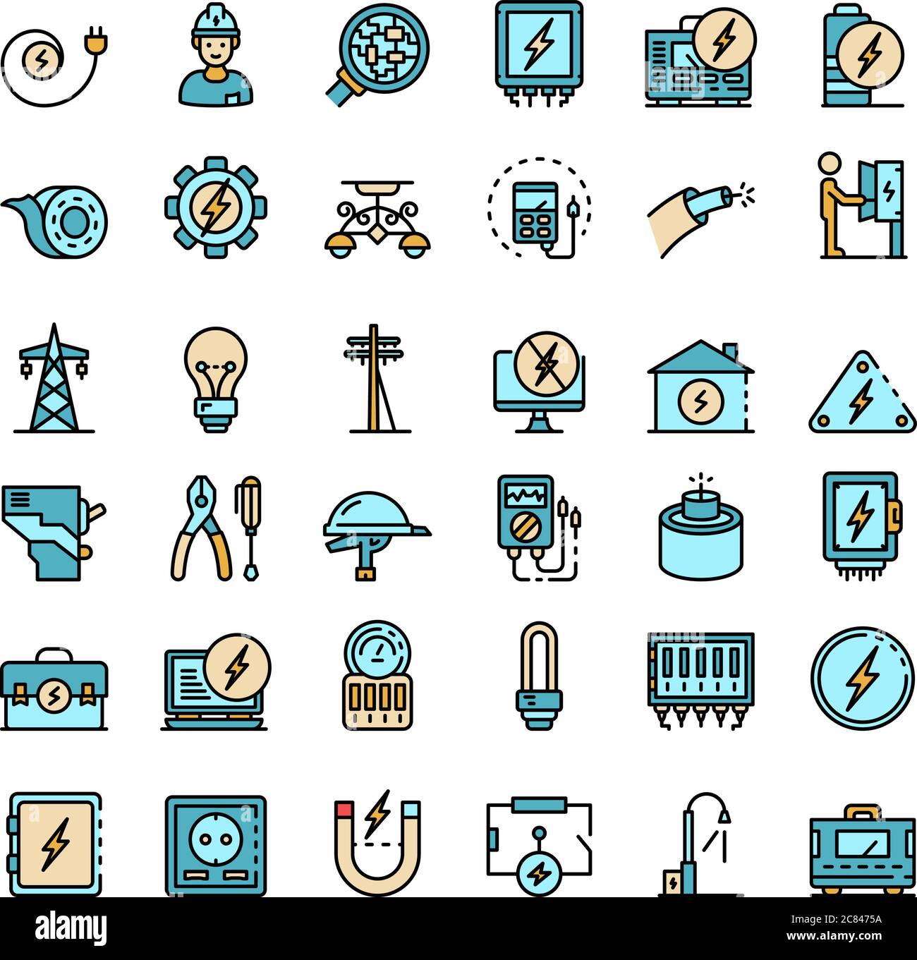 Electrician service icons vector flat Stock Vector Image & Art - Alamy