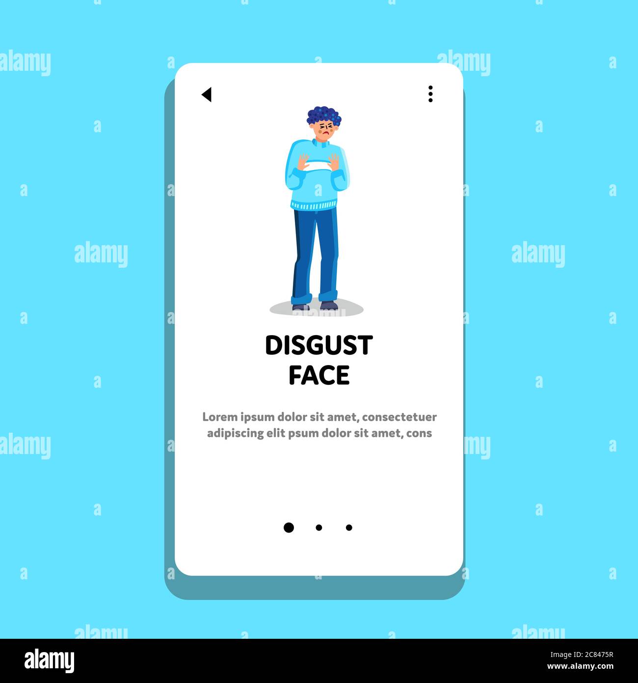 Disgust Face Man Unhappy Sadness Emotion Vector Stock Vector Image ...