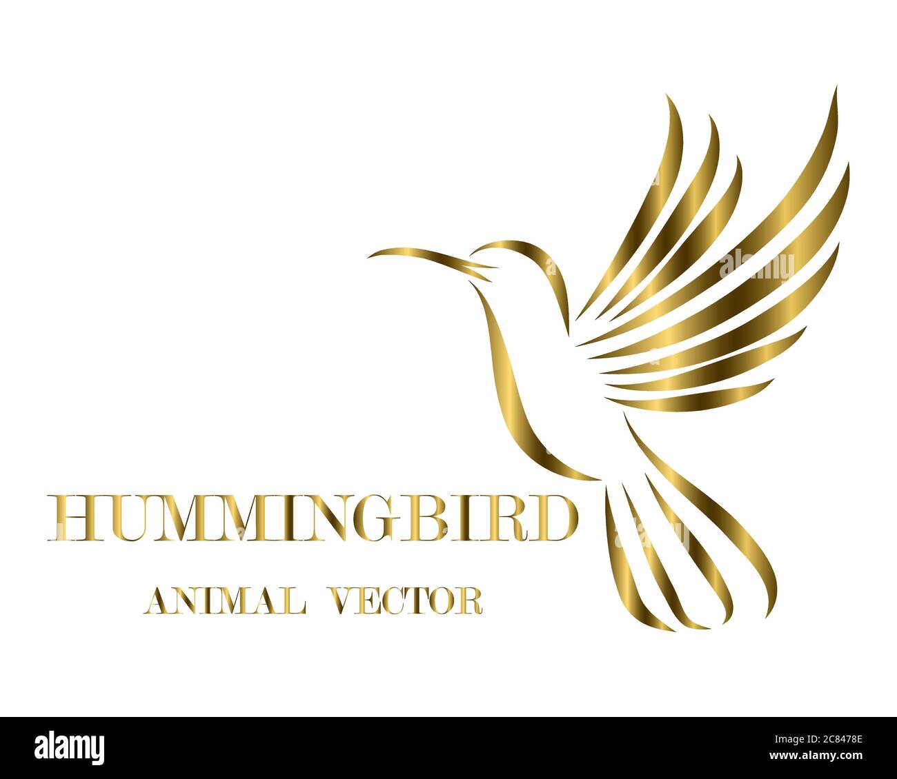 Golden line art Vector illustration on a white background of flying ...