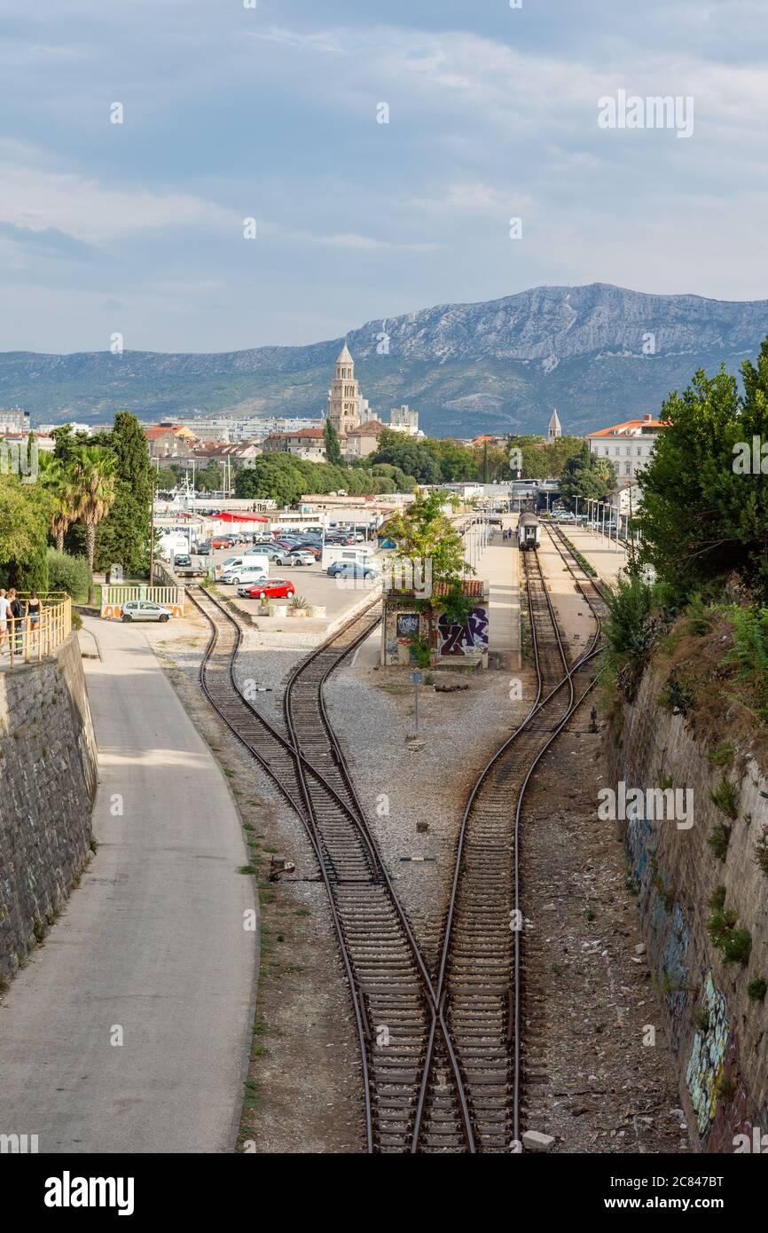 The skyline of Split, Croatia, viewed from the city's railway station ...
