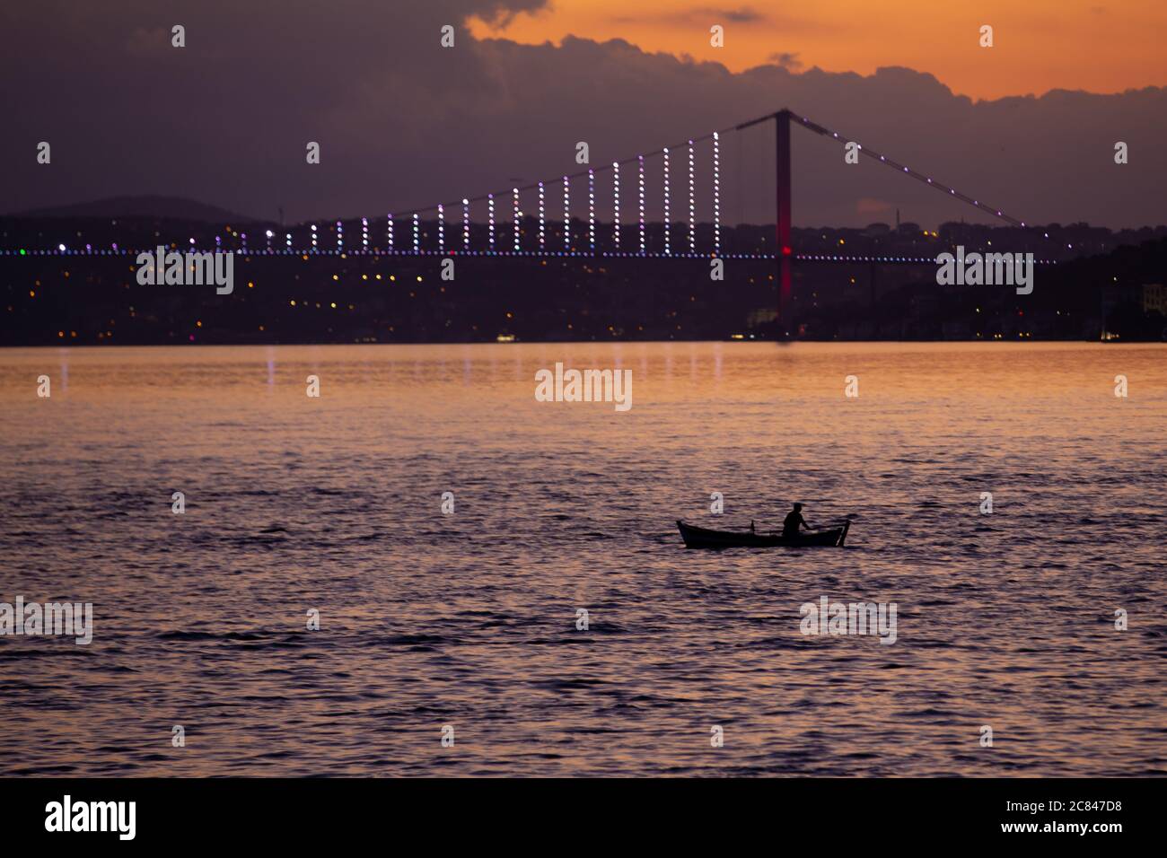 Fisher in Bosphorus Strait, Istanbul City, Turkey Stock Photo - Alamy