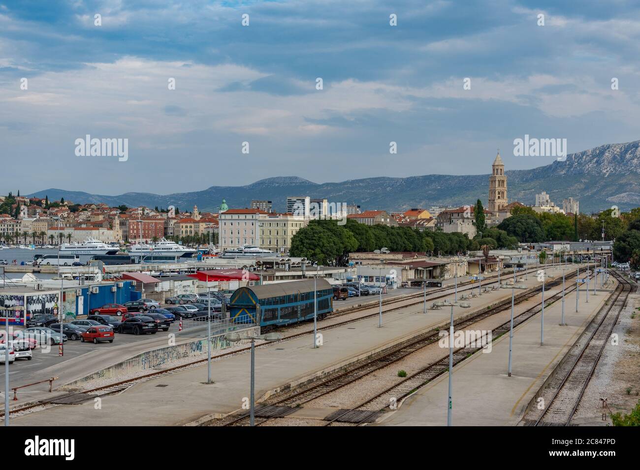 The skyline of Split, Croatia, viewed from the city's railway station ...