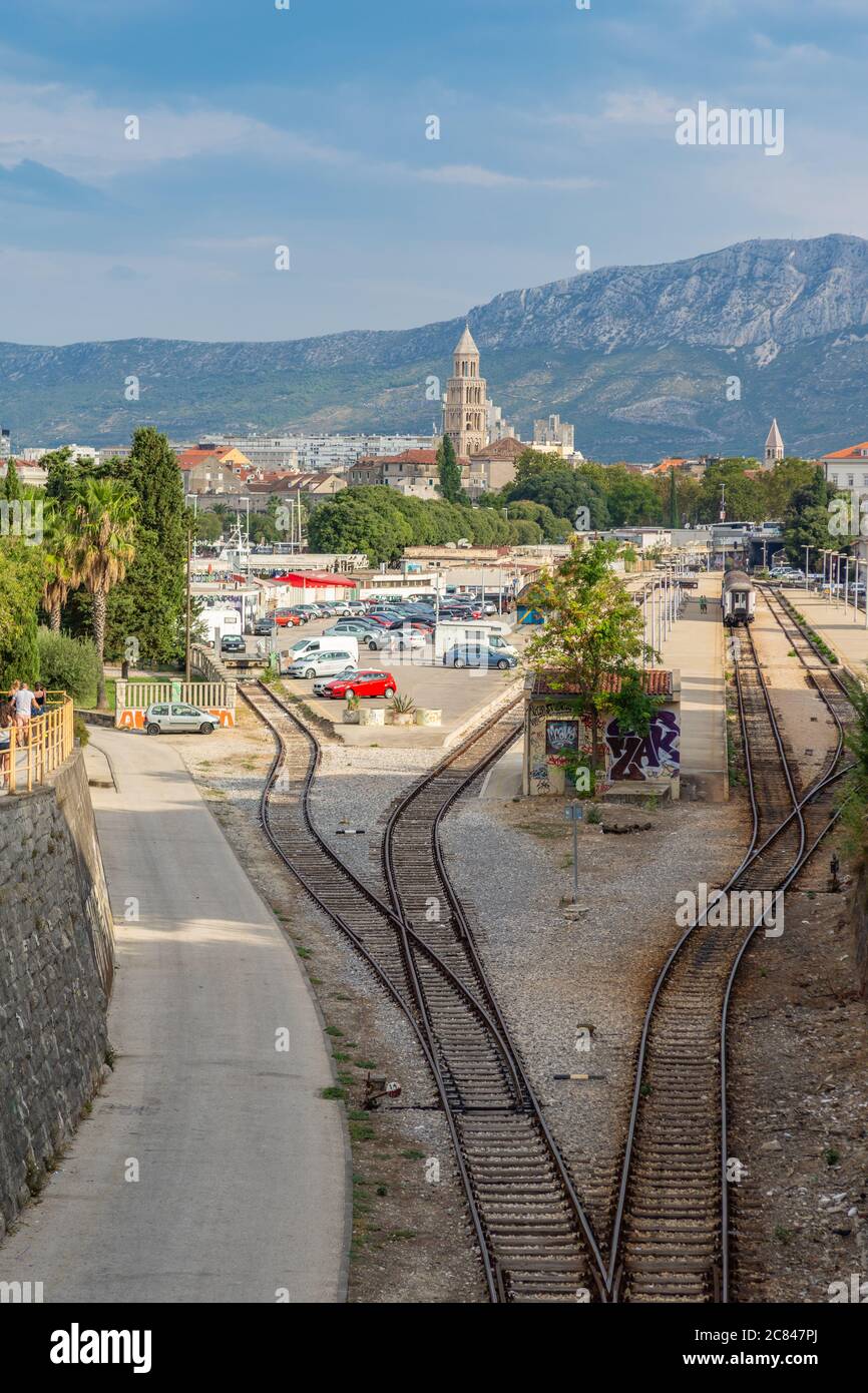 The skyline of Split, Croatia, viewed from the city's railway station ...