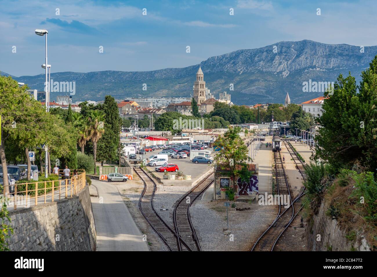The skyline of Split, Croatia, viewed from the city's railway station ...