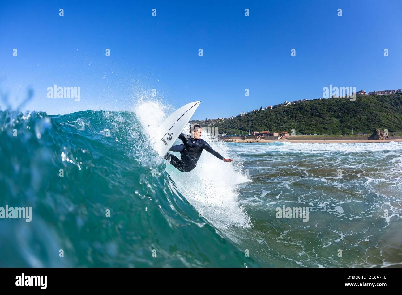 Surfing Surfer Bryce Burness wave action encounter swimming closeup ...