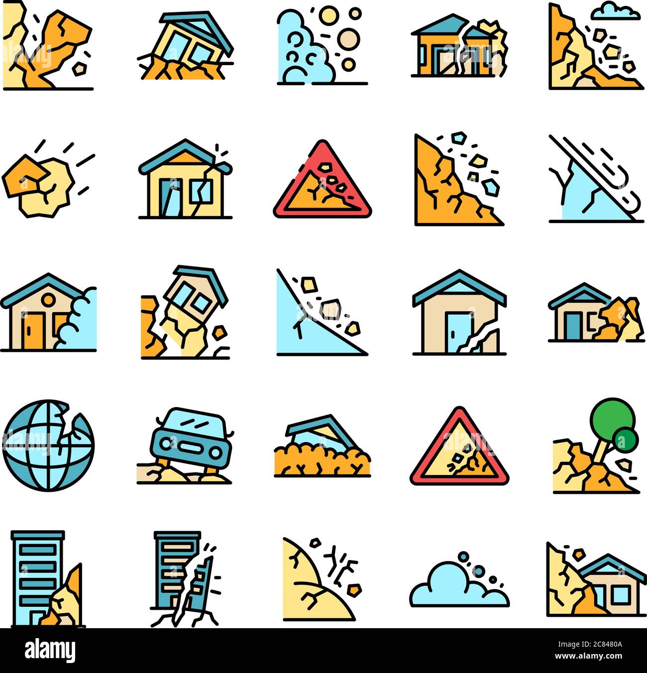 Landslide icons vector flat Stock Vector Image & Art - Alamy