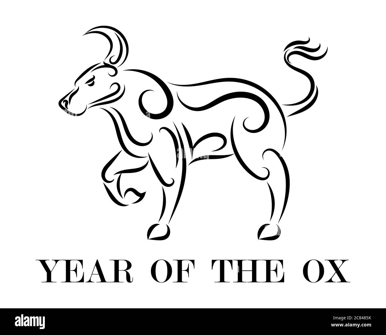 Line Vector Illustration of ox. It is signs of year of the ox Stock ...