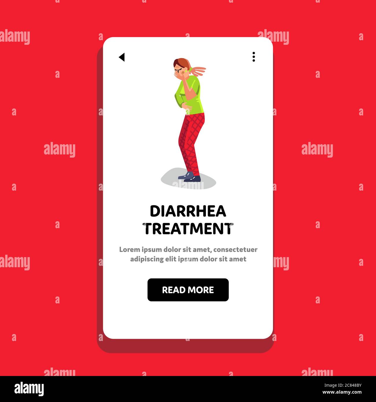 Diarrhea Treatment And Stomachache Girl Vector Stock Vector Image & Art ...