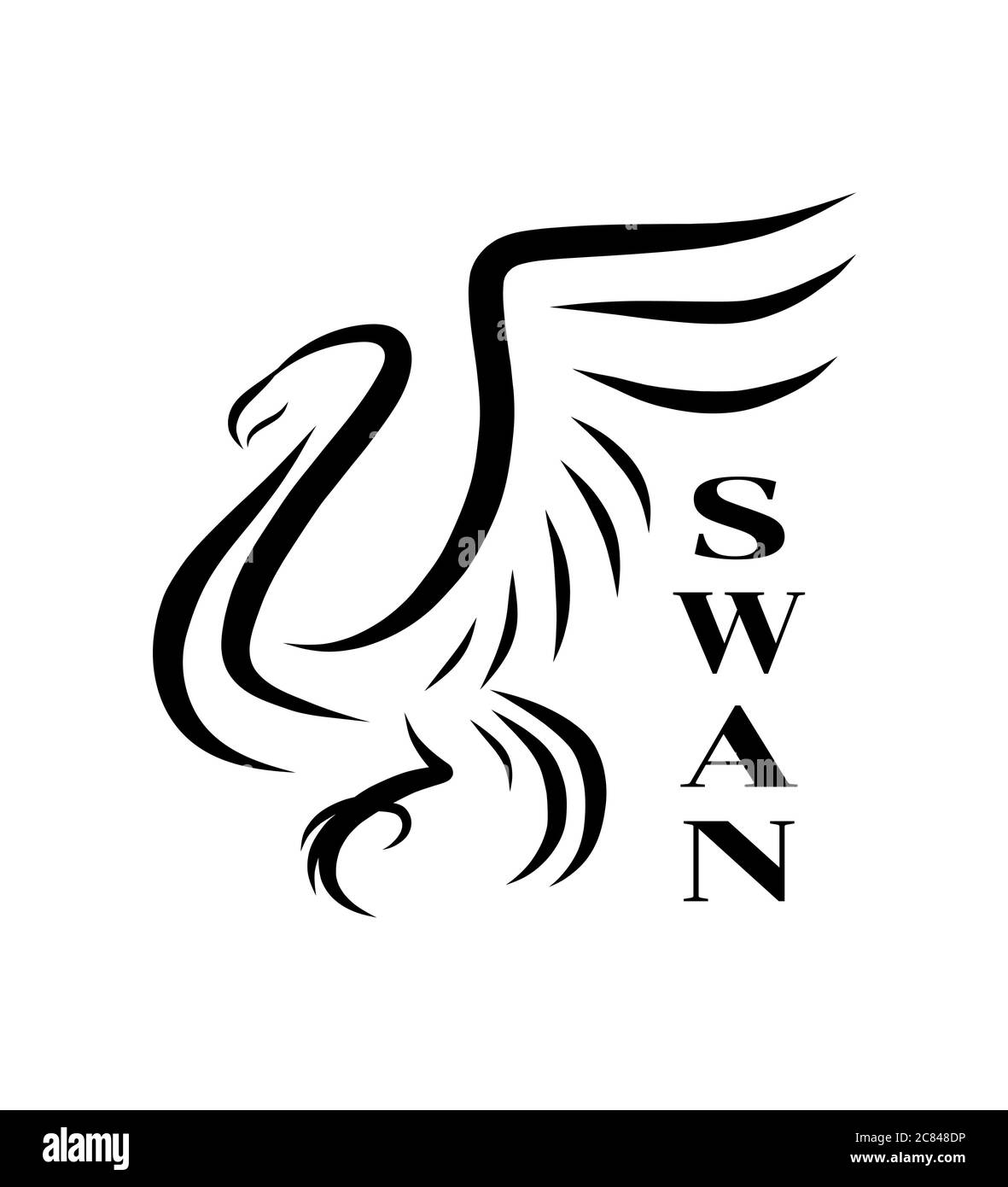 Swan Logo Line Art Vector Illustration Stock Vector Image & Art - Alamy