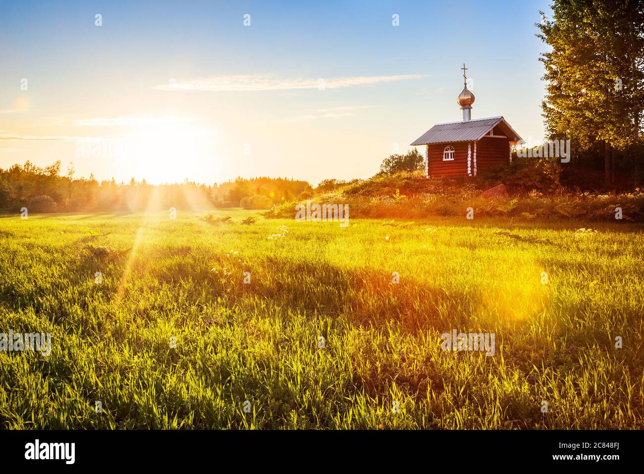 Grass field church hi-res stock photography and images - Alamy