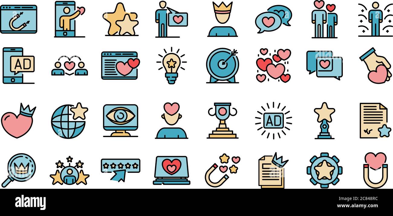 Engaging content icons vector flat Stock Vector Image & Art - Alamy