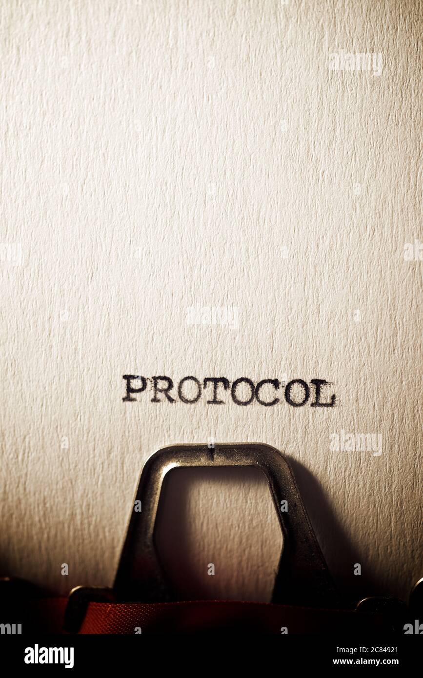 Protocol word written with a typewriter Stock Photo - Alamy