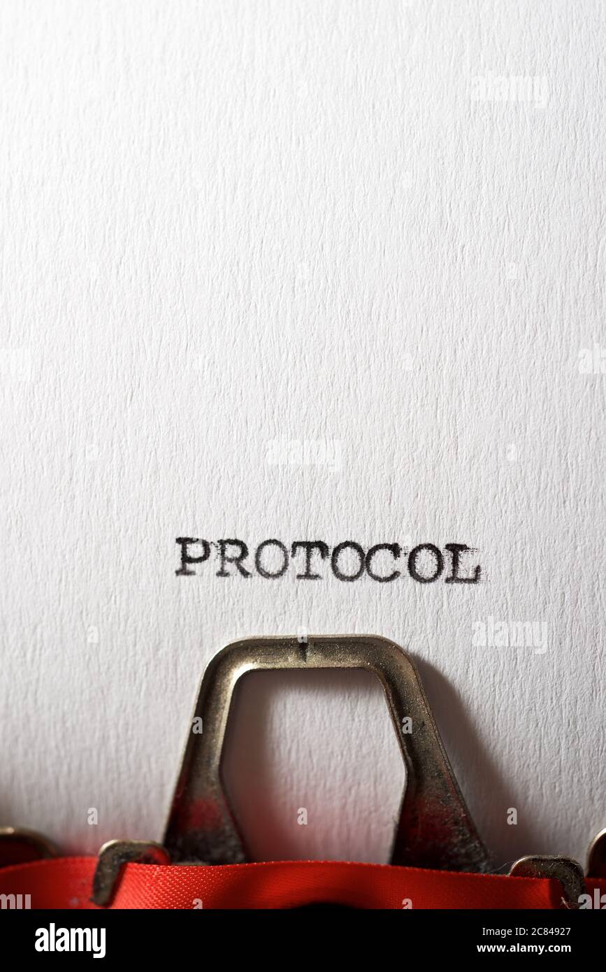 Protocol word written with a typewriter Stock Photo - Alamy