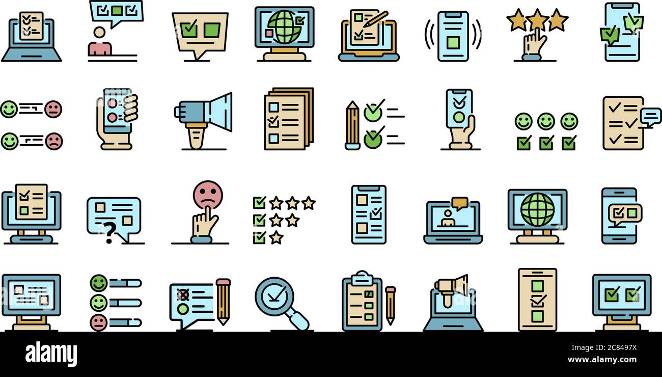 Online survey icons vector flat Stock Vector Image & Art - Alamy