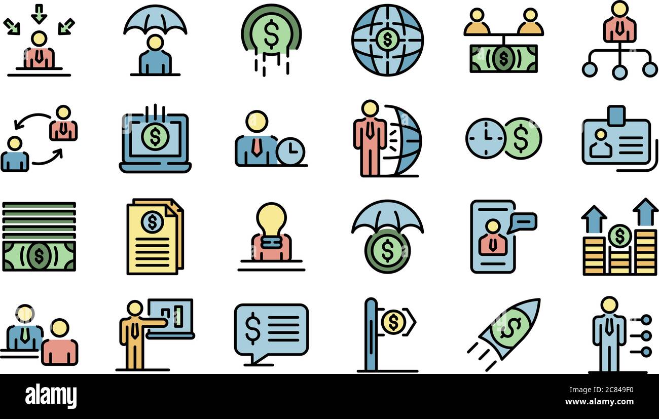 Financial advisor icons vector flat Stock Vector Image & Art - Alamy