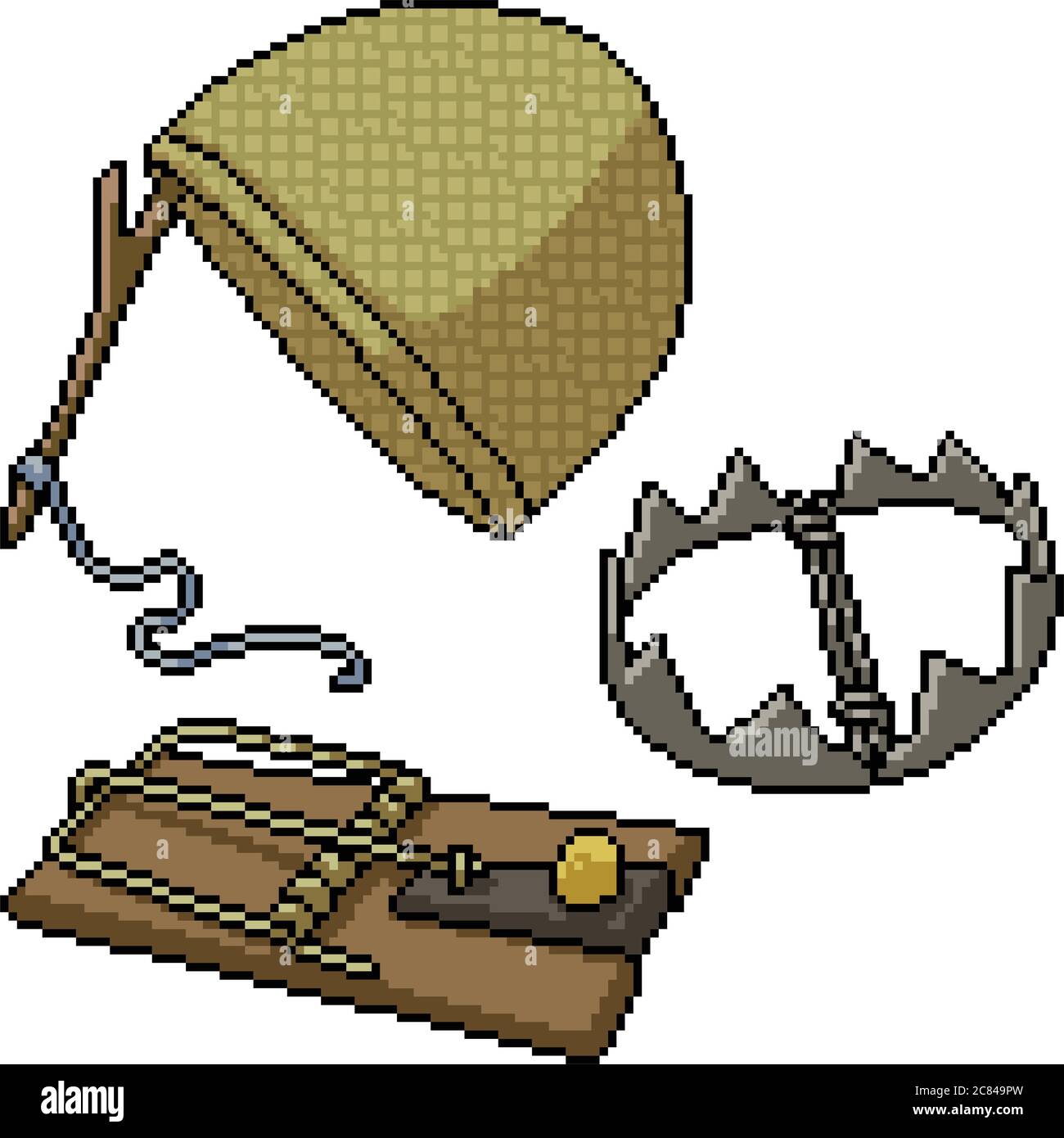 pixel art set isolated trap tool Stock Vector Image & Art - Alamy