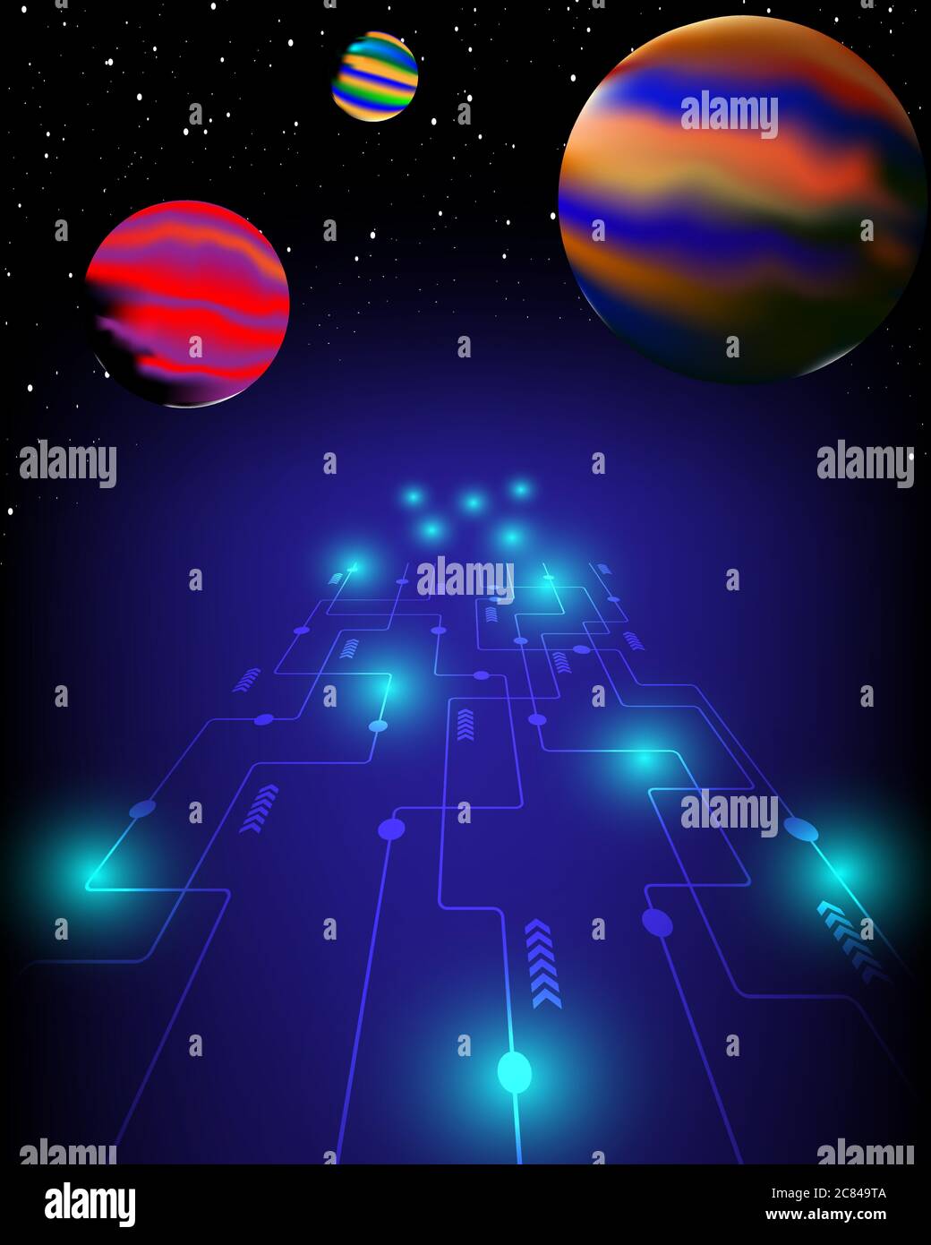 Technology is the path to the universe and the future. Vector ...