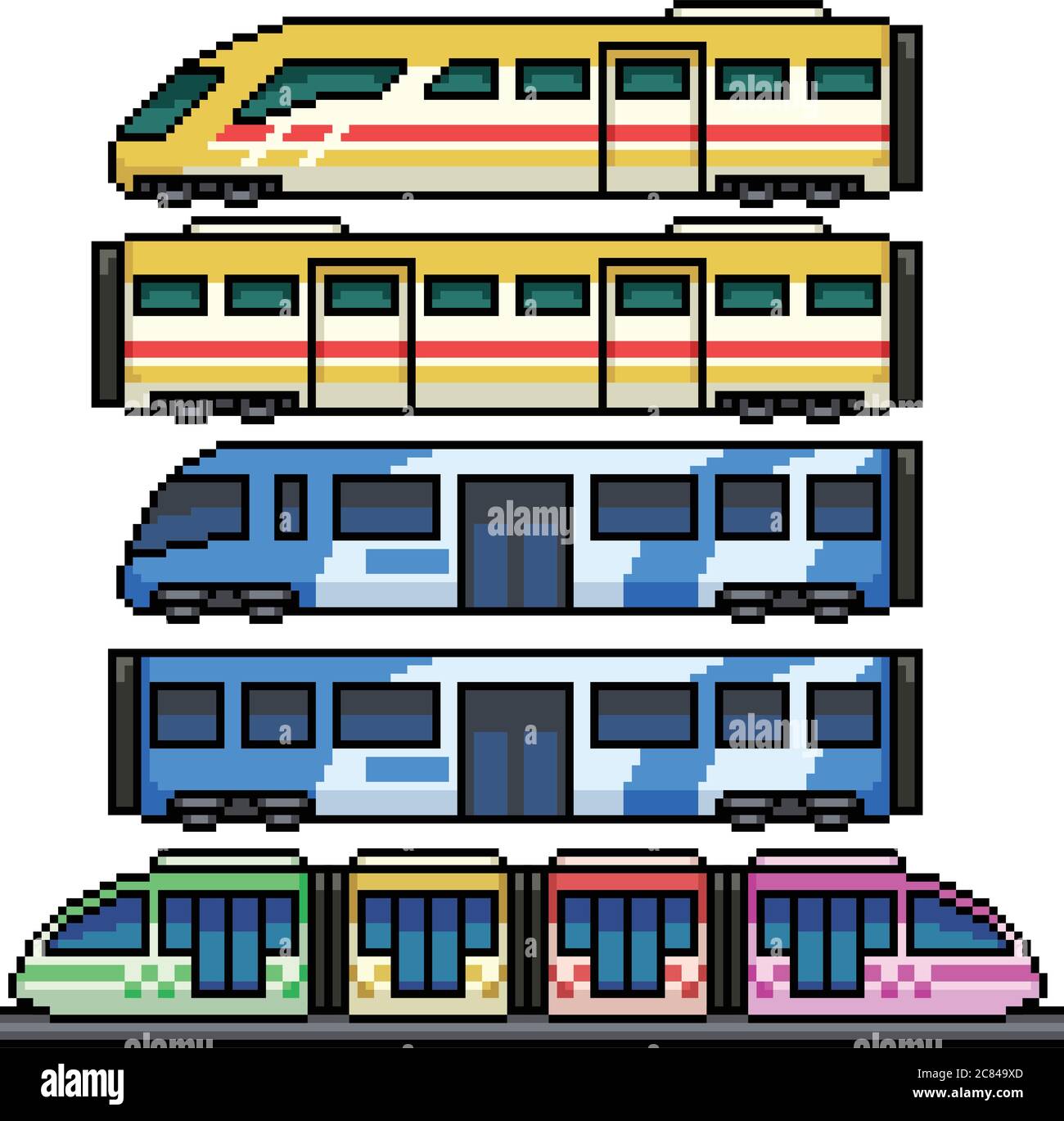 pixel art set isolated modern train Stock Vector Image & Art - Alamy