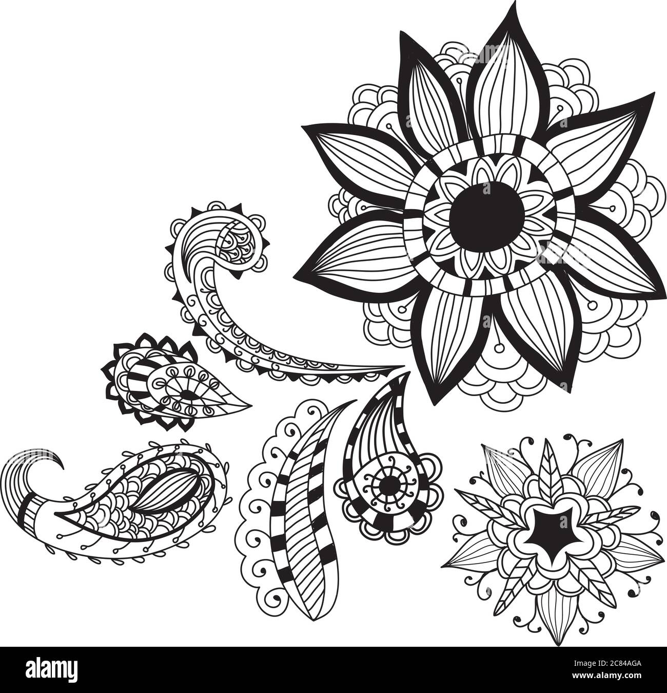 Vector patterns painted by hand. Beautiful doodle. Design elements ...