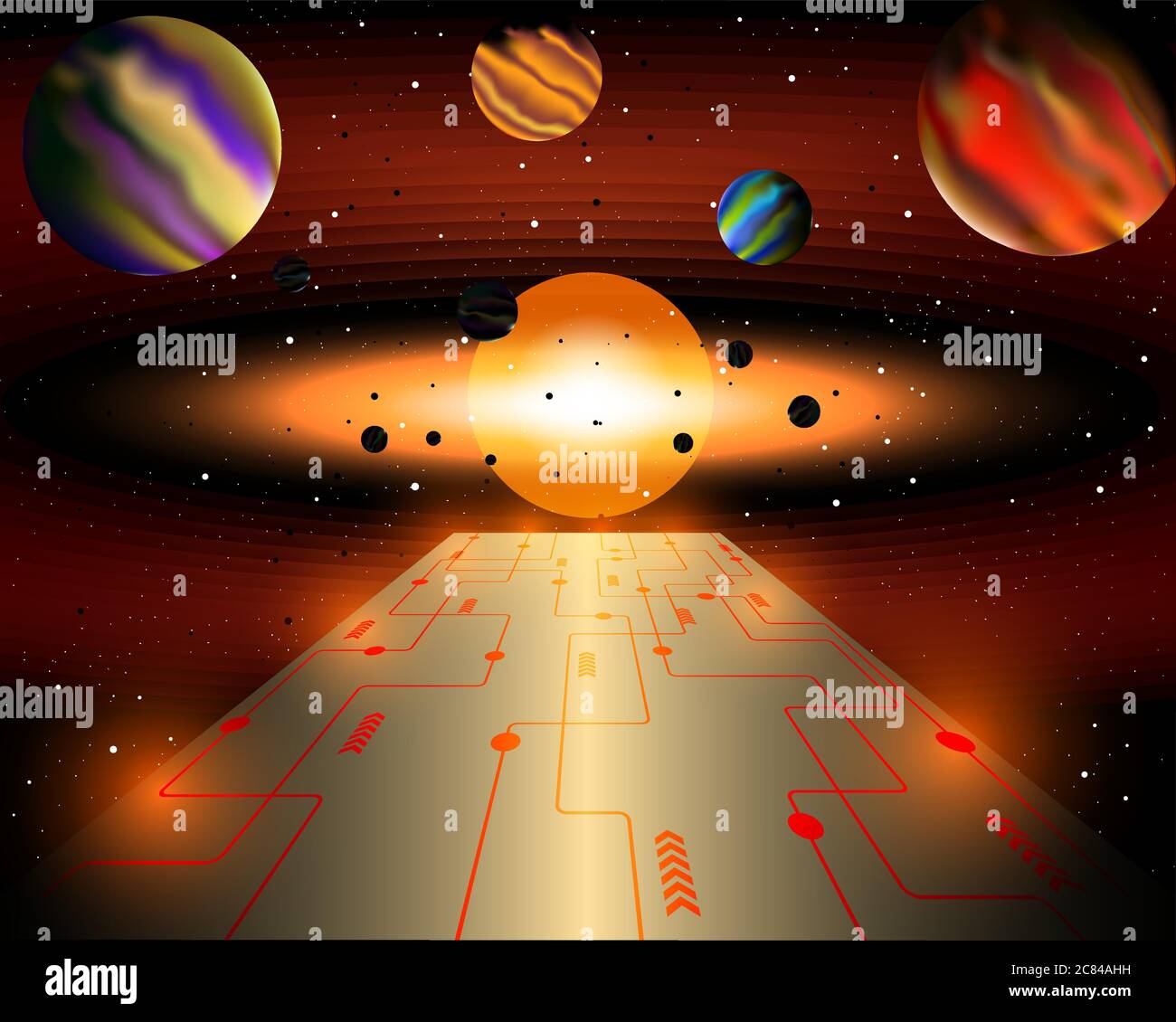 Technology is the path to the universe and the future. Vector ...