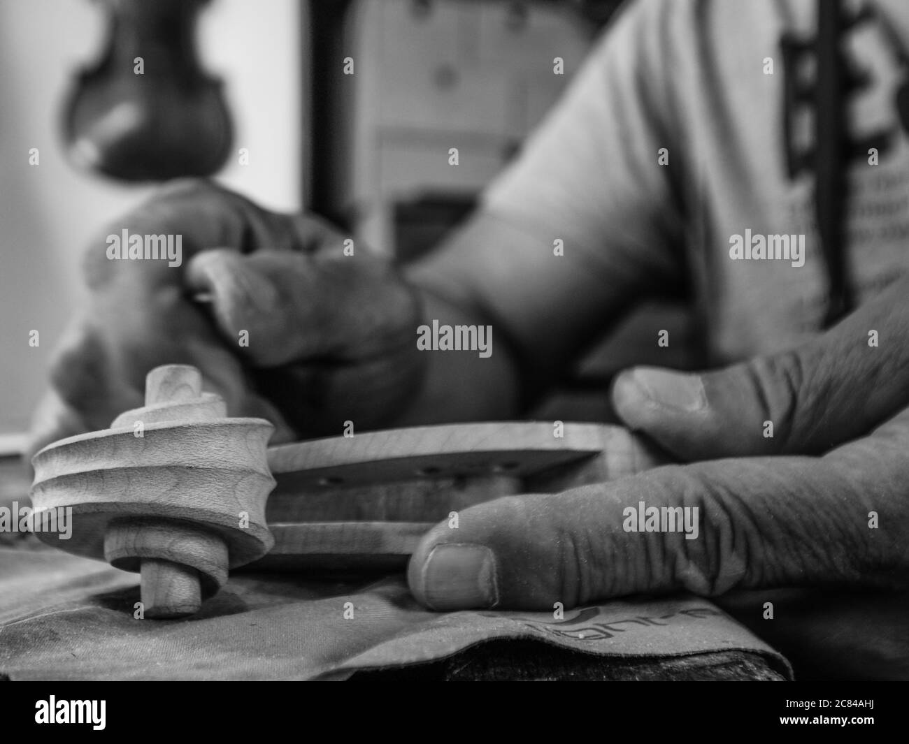 Person carving in wood Black and White Stock Photos & Images - Alamy