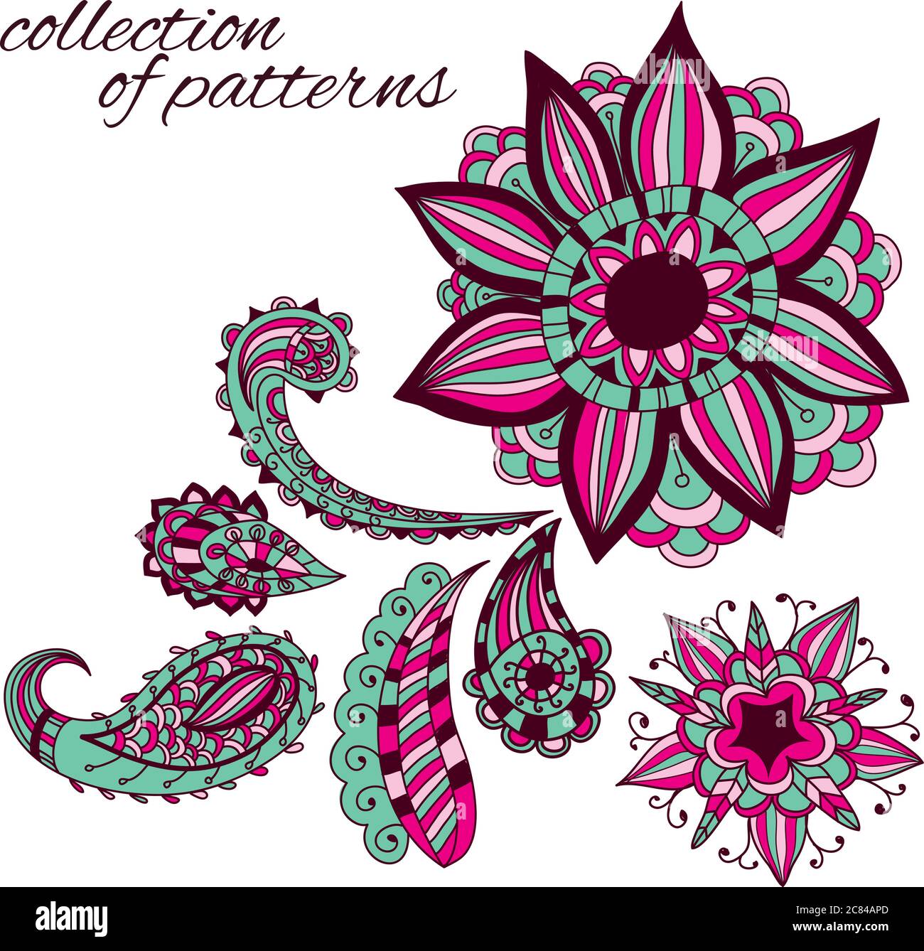 Vector patterns painted by hand. Beautiful doodle. Design elements ...