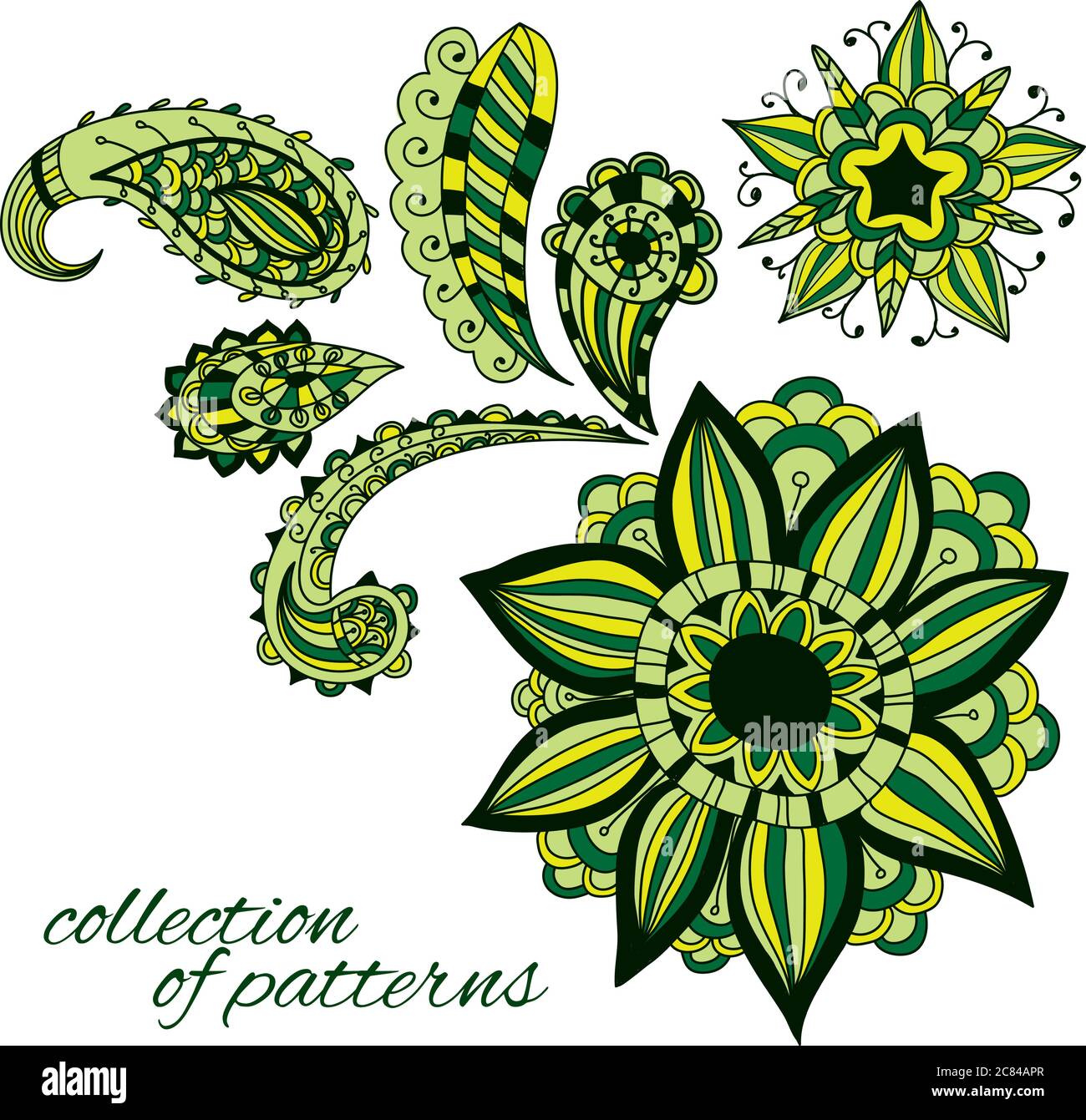 Vector patterns painted by hand. Beautiful doodle. Design elements ...