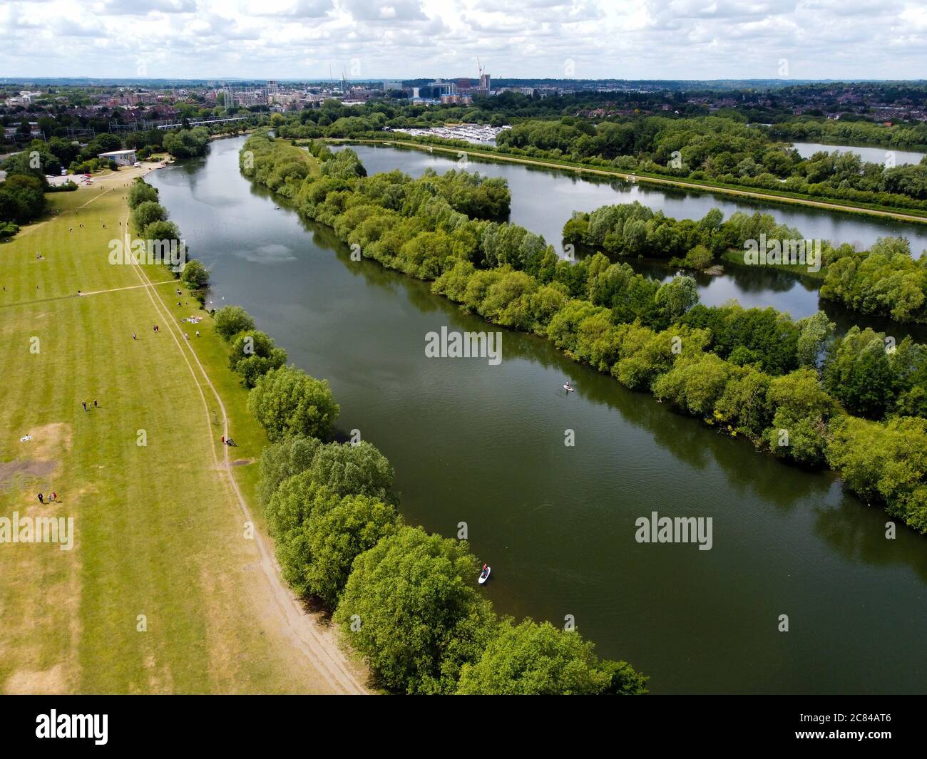An aerial photograph along the Thames river by Thames Valley Park ...