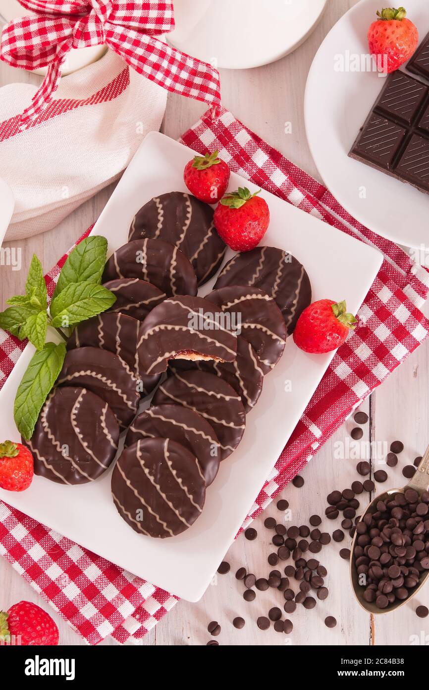 Soft cakes with strawberry Stock Photo - Alamy