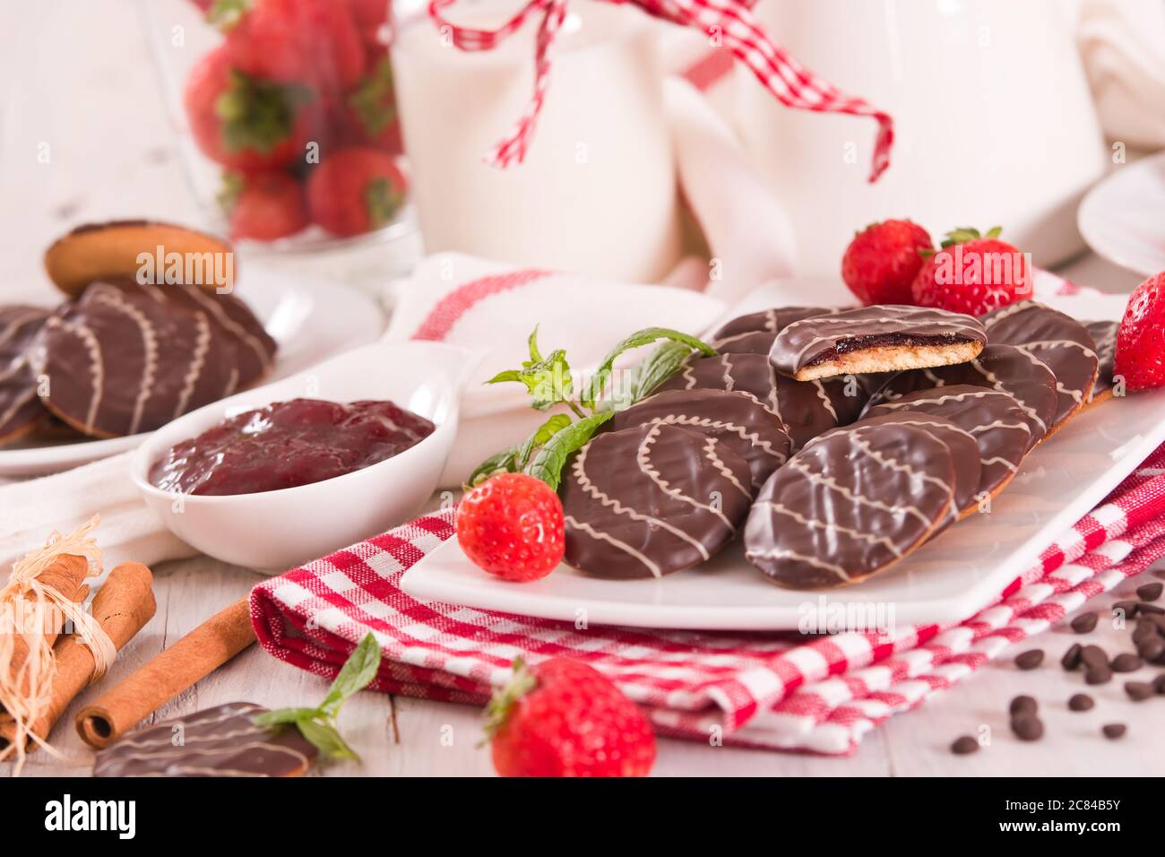 Soft cakes with strawberry Stock Photo - Alamy