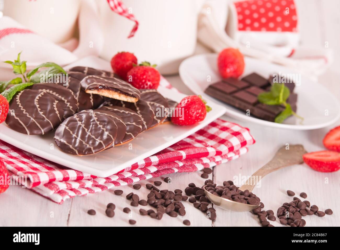 Soft cakes with strawberry Stock Photo - Alamy