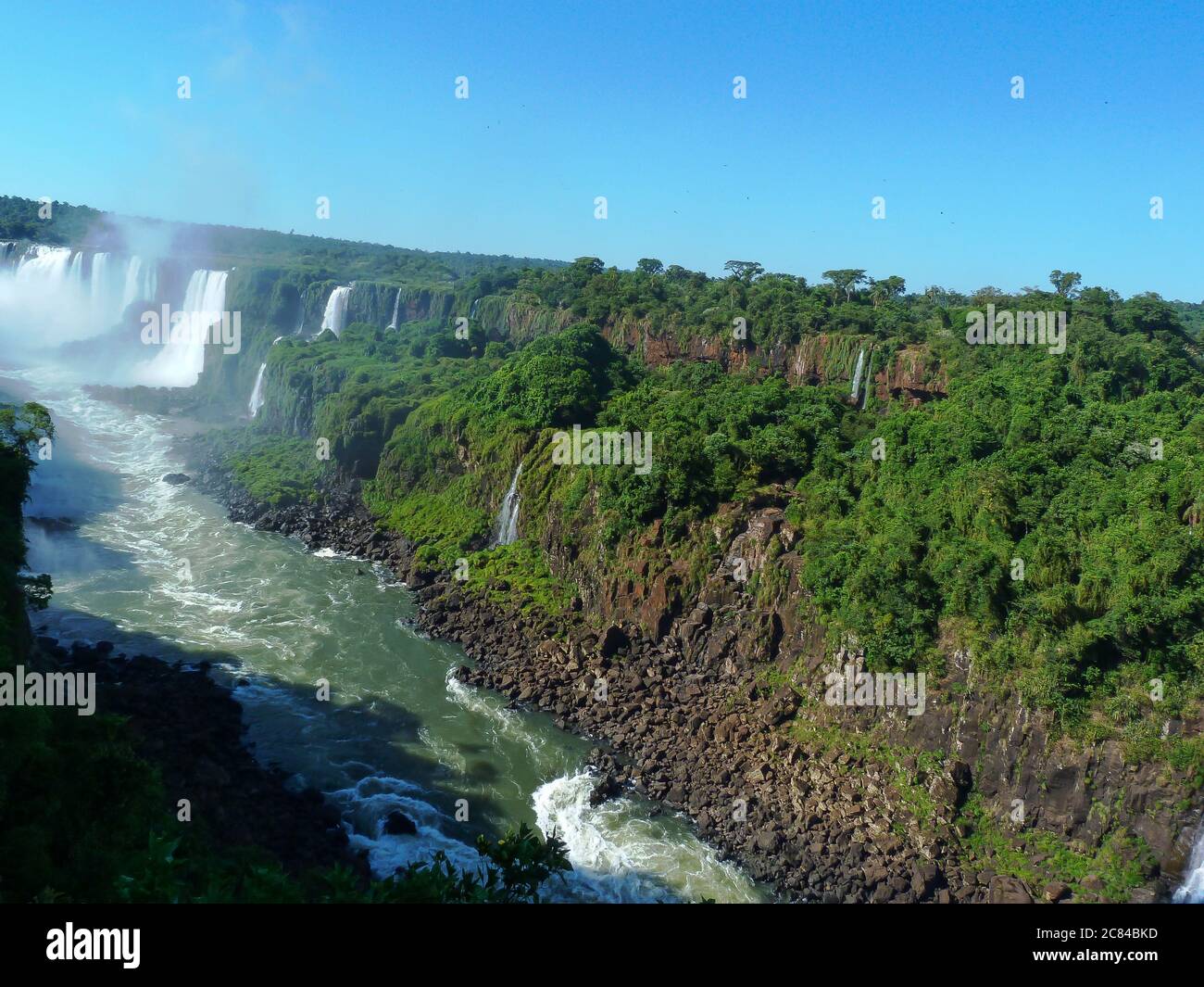Aerial shot of the amazing Iguazu Falls located in Brazil Stock Photo ...