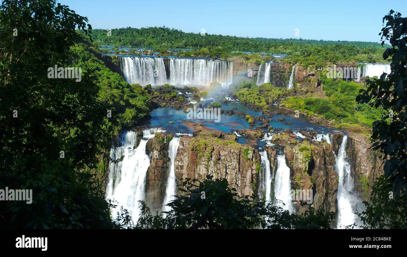 Aerial shot of the amazing Iguazu Falls located in Brazil Stock Photo ...