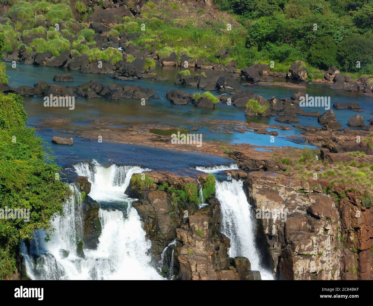 Aerial shot of the amazing Iguazu Falls located in Brazil Stock Photo ...
