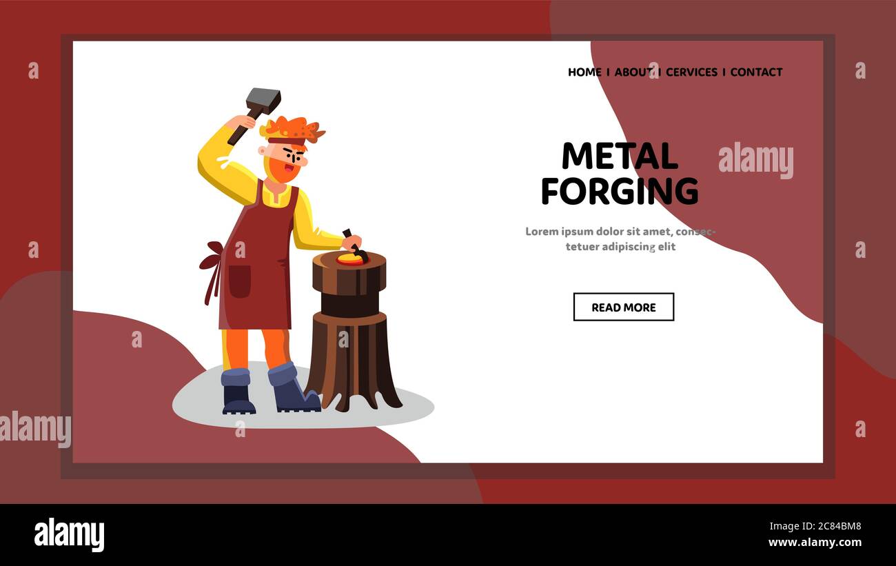 Metal Forging Blacksmith Worker Hammer Tool Vector Stock Vector Image ...
