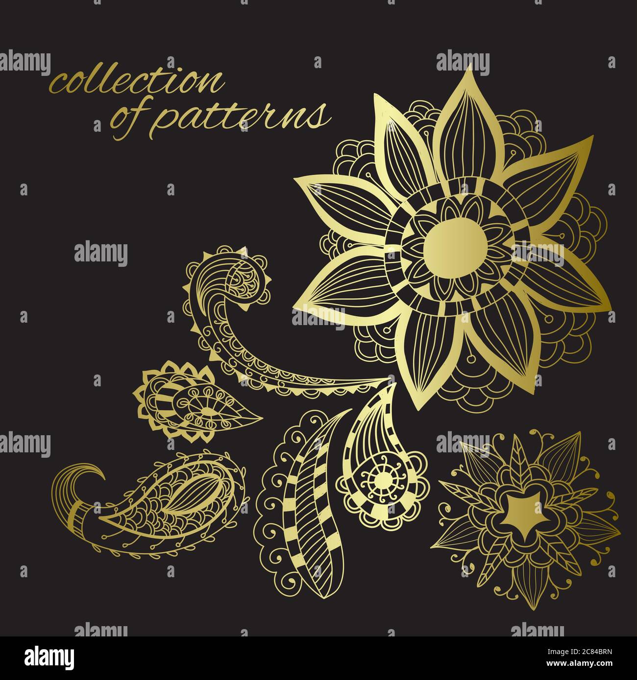 Vector patterns painted by hand. Beautiful doodle. Design elements ...